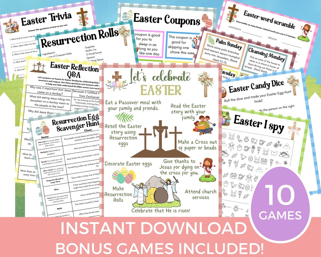 Christian Easter Games Bundle Printable Easter Resurrection Scavenger ...
