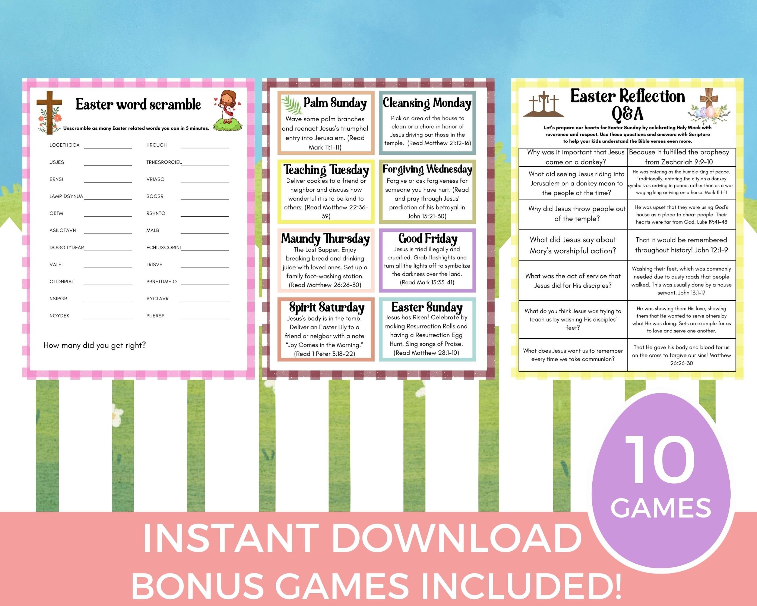 Christian Easter Games Bundle Printable Easter Resurrection Scavenger ...