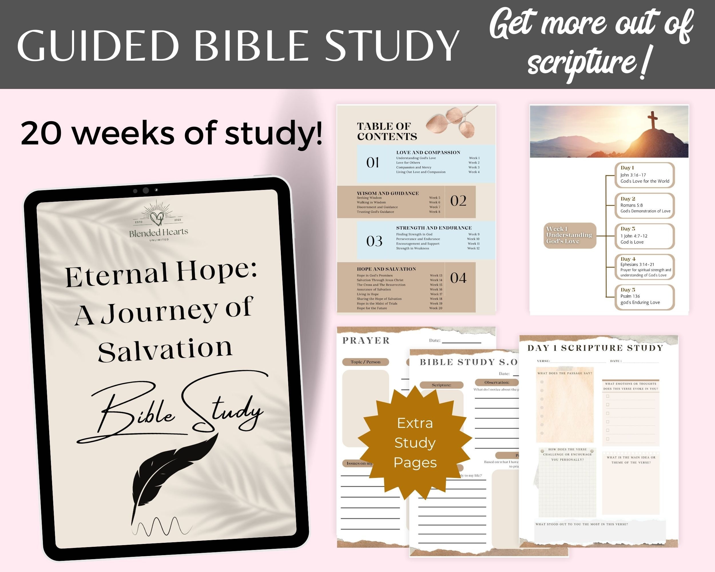 Printable Bible Study Bundle, Bible Reading Plan, Digital Bible Study ...