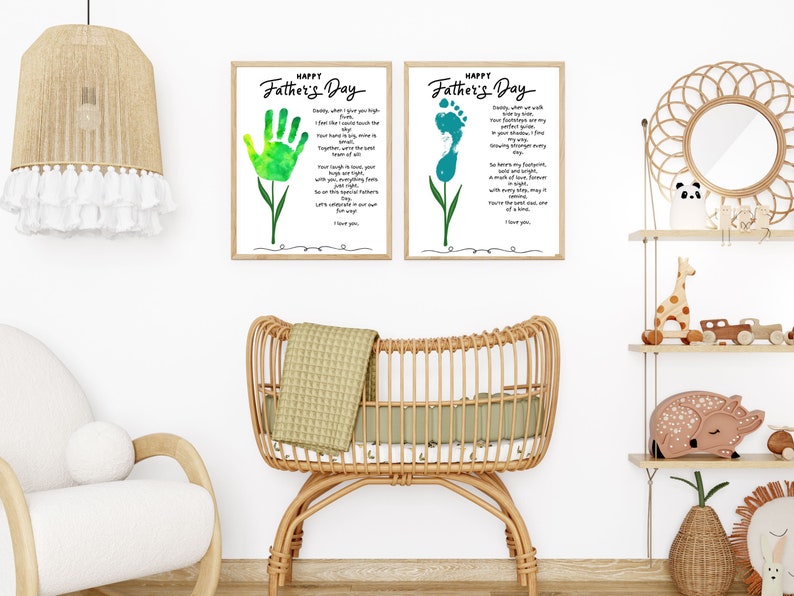 Flower Handprint Art, Fathers Day Handprint Footprint Craft for Babies ...