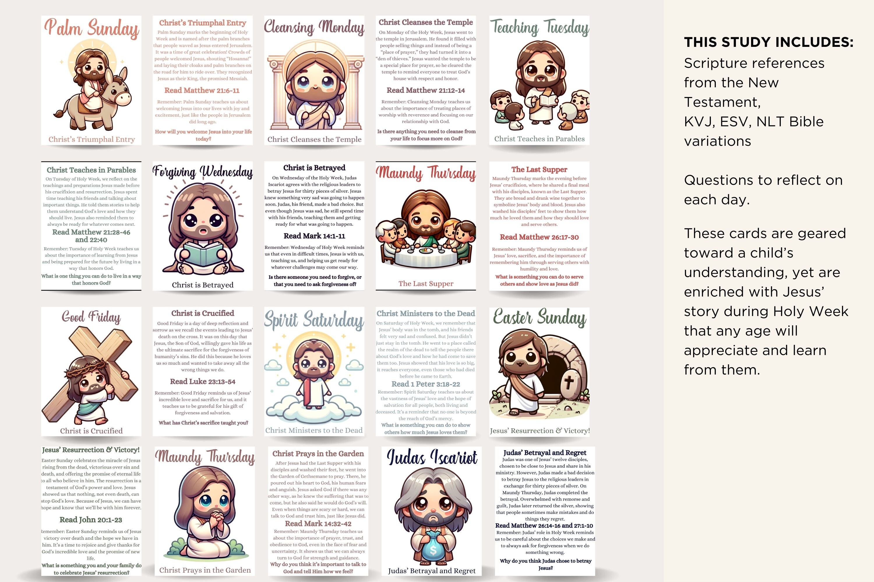 Holy Week the Easter Story Holy Week Cards Printable Holy Week for Kids ...