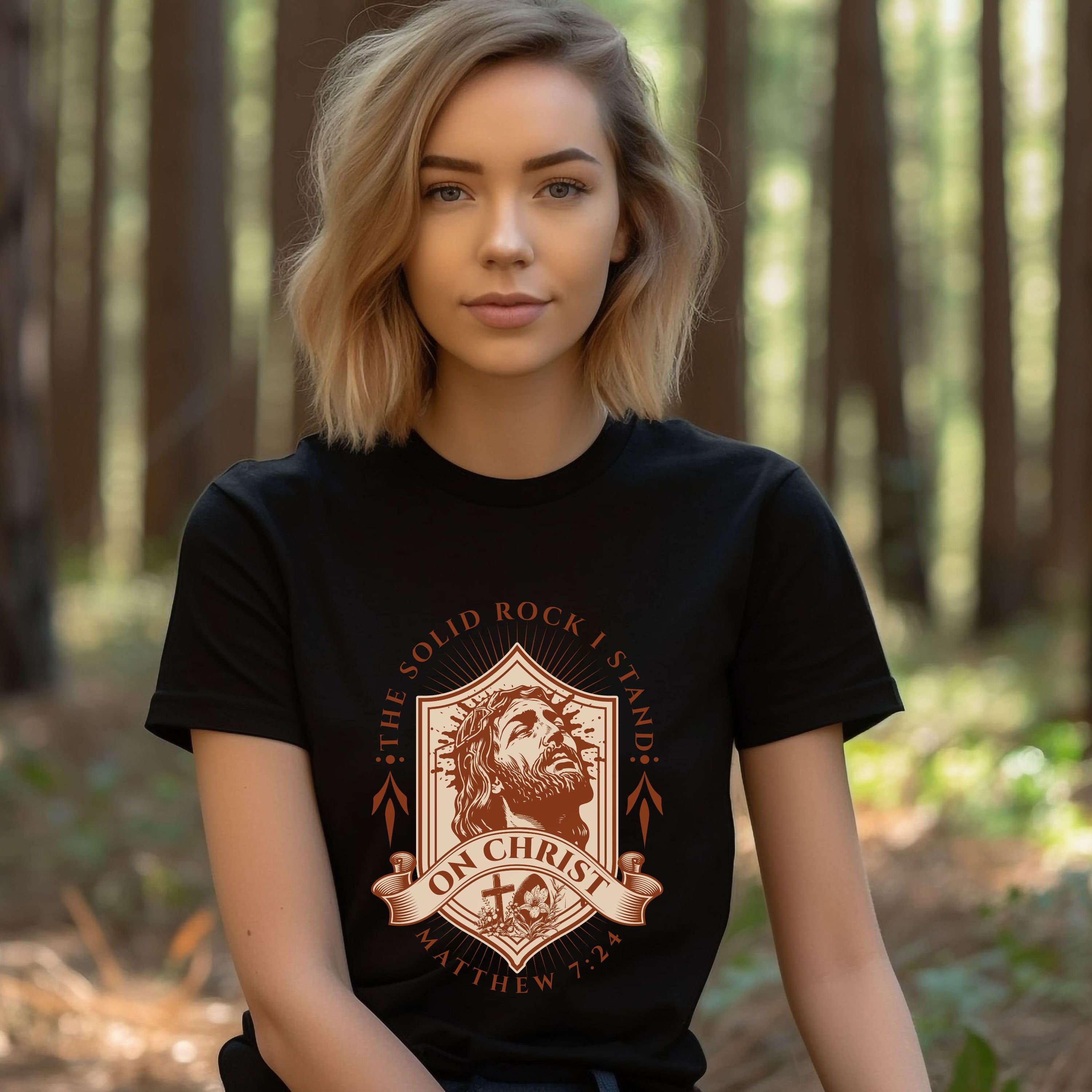 On Christ The Solid Rock I Stand Religious Christian Shirt Matthew 7 on-christ-the-solid-rock-i-stand-religious-christian-shirt-matthew-7