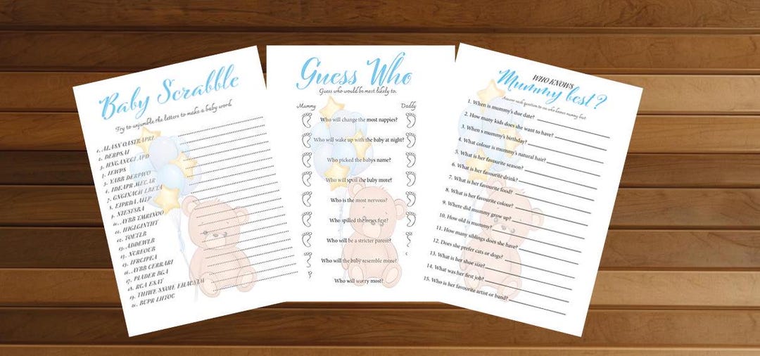 Baby Shower Game Bundle - Boy Edition PRINTED - Etsy