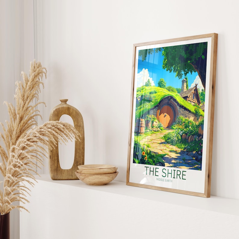 The Shire Poster, Hobbit Fan Art, Middle-earth Wall Art, LOTR Art Print ...
