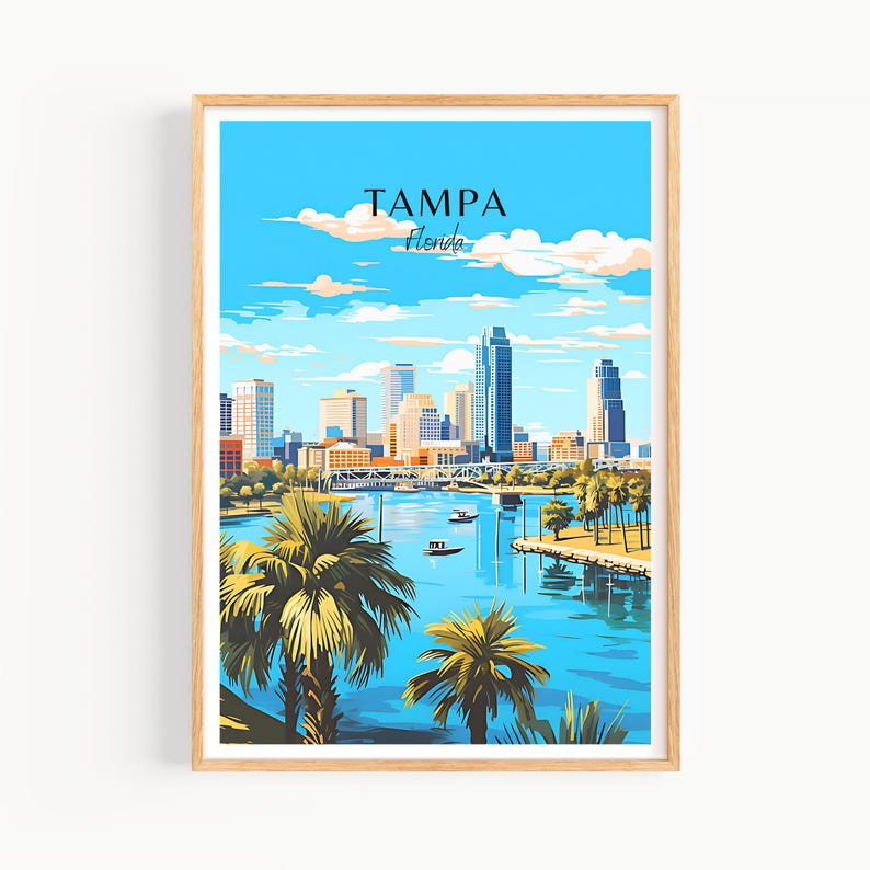 Tampa Travel Poster - Florida Wall Art for Home Decor, the Perfect Gift ...