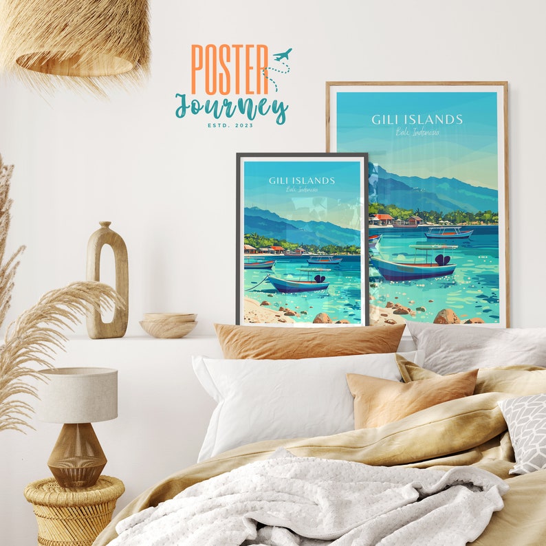 Bali Travel Poster, Gili Islands Poster, Bali Vintage Poster, Bali ...