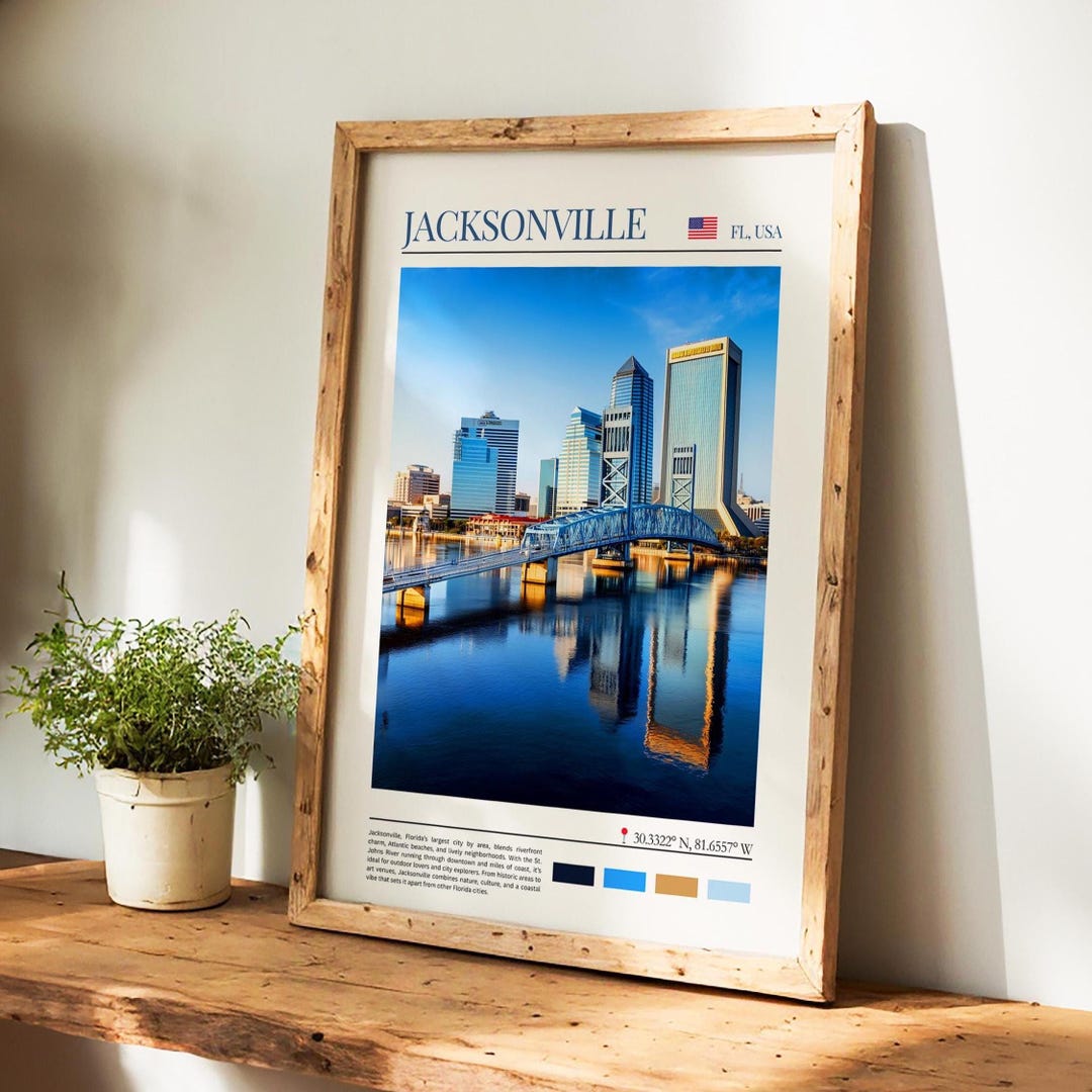 Jacksonville Poster – USA Wall Art, the Perfect Gift for Her & Him ...