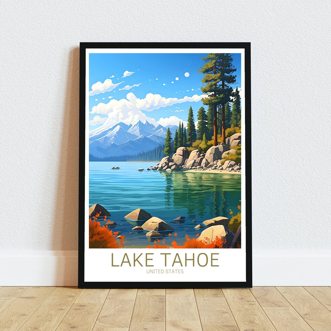 Lake Tahoe Travel Poster USA Poster Lake Tahoe Vintage Poster - Etsy