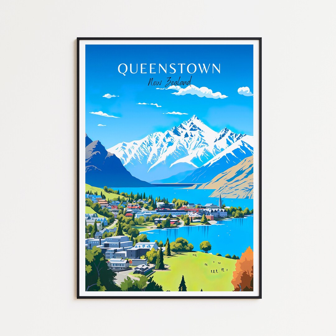 Queenstown Travel Poster New Zealand Wall Art, the Perfect Gift and a ...