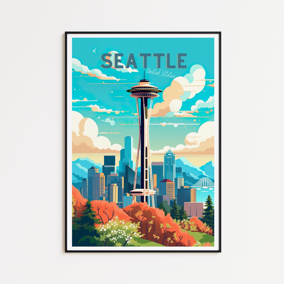 Seattle Travel Poster USA Poster Seattle Vintage Poster Travel Poster ...