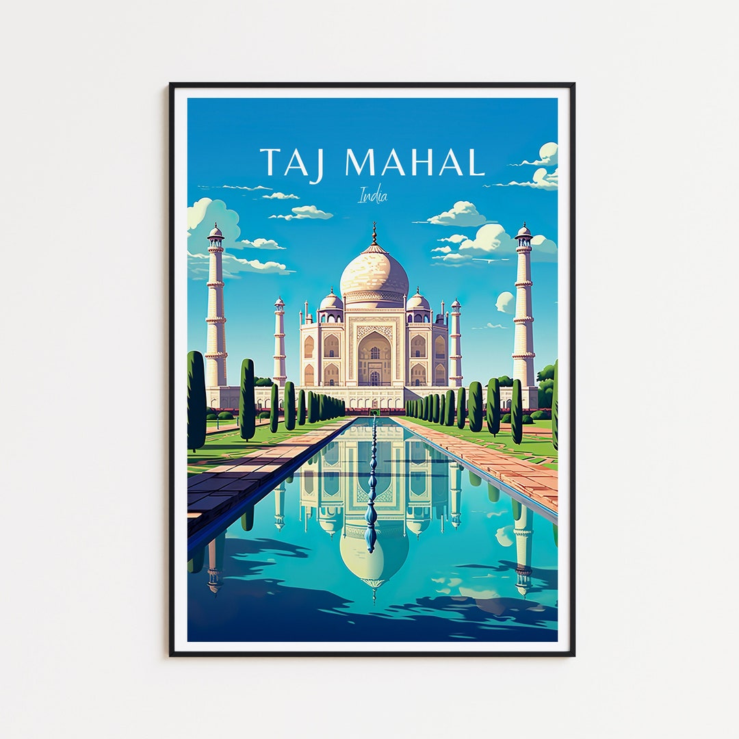 Taj Mahal Travel Poster India Poster Taj Mahal Vintage Poster Travel ...