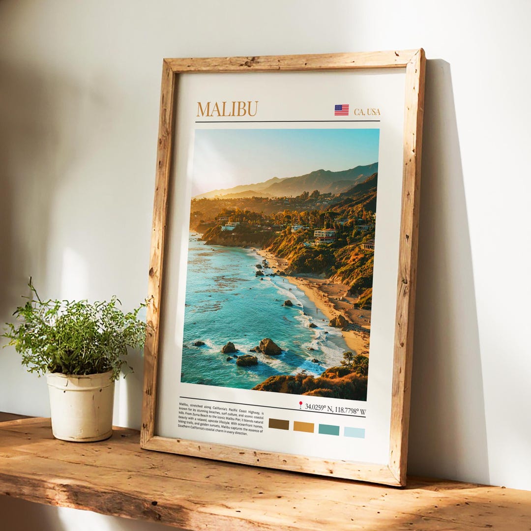 Malibu Poster – USA Wall Art, the Perfect Gift and a Lasting Travel ...