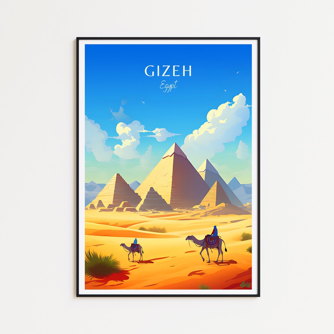 Pyramids of Giza Travel Poster - Egypt Wall Art for Home Decor, the ...