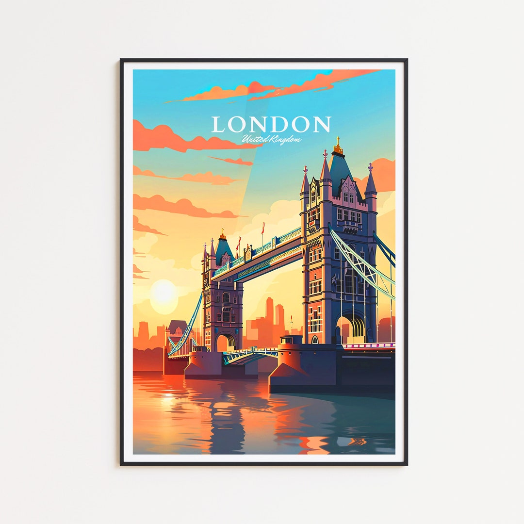 London Travel Poster - London Poster, Tower Bridge Poster, Tower Bridge ...