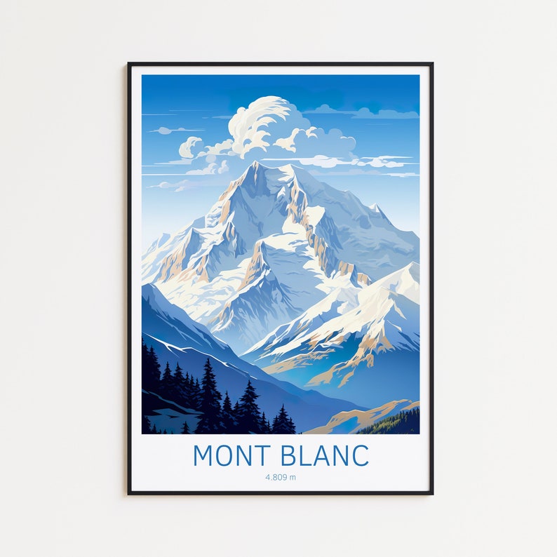 Mont Blanc Travel Poster - Mont Blanc Poster - France Wall Art for Home ...