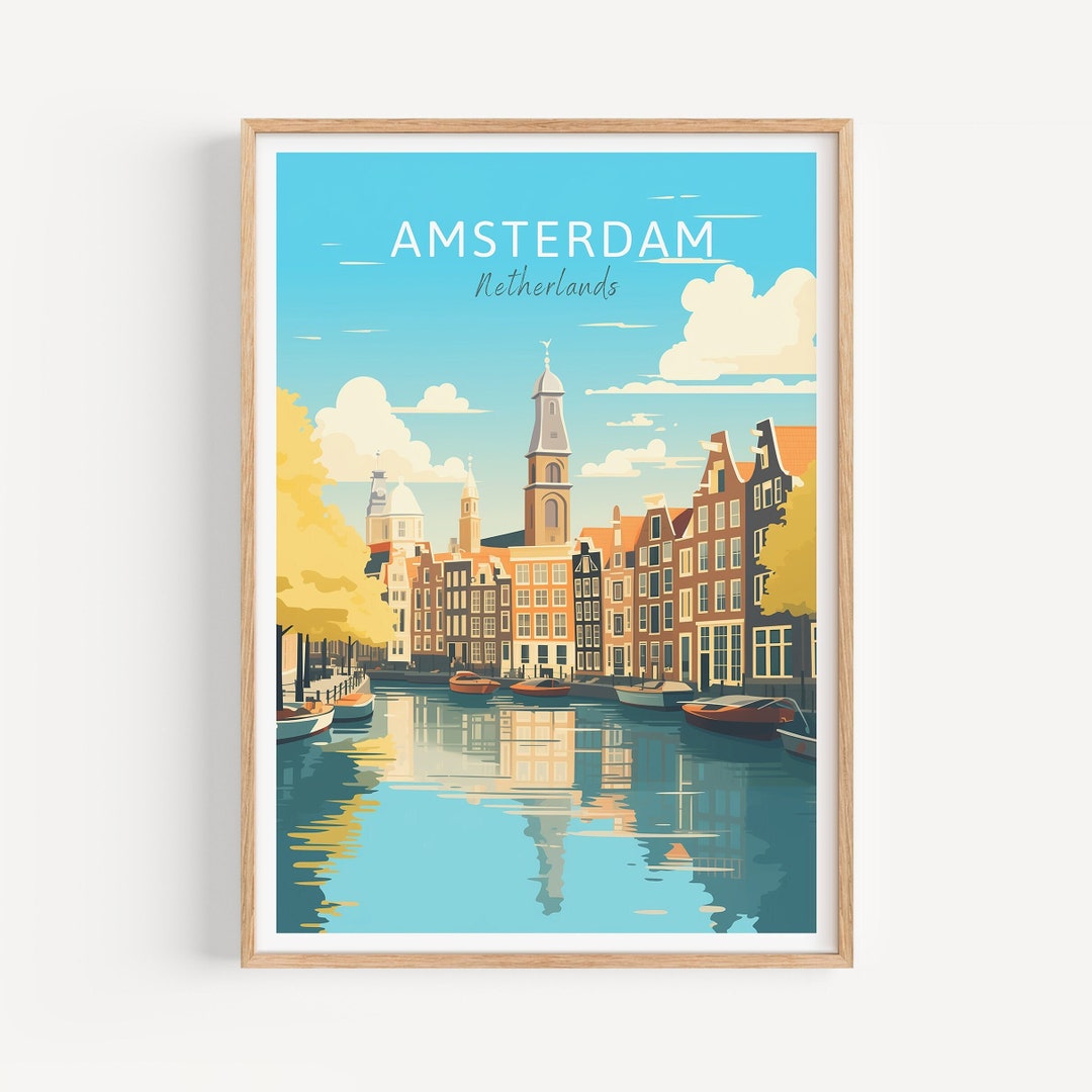 Amsterdam Travel Poster - Netherlands Wall Art for Home Decor, the ...