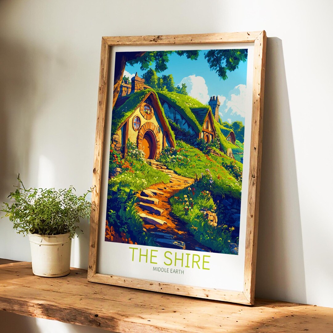 The Shire Poster, Hobbit Fan Art, Mittelerde Wandkunst, LOTR Kunst ...