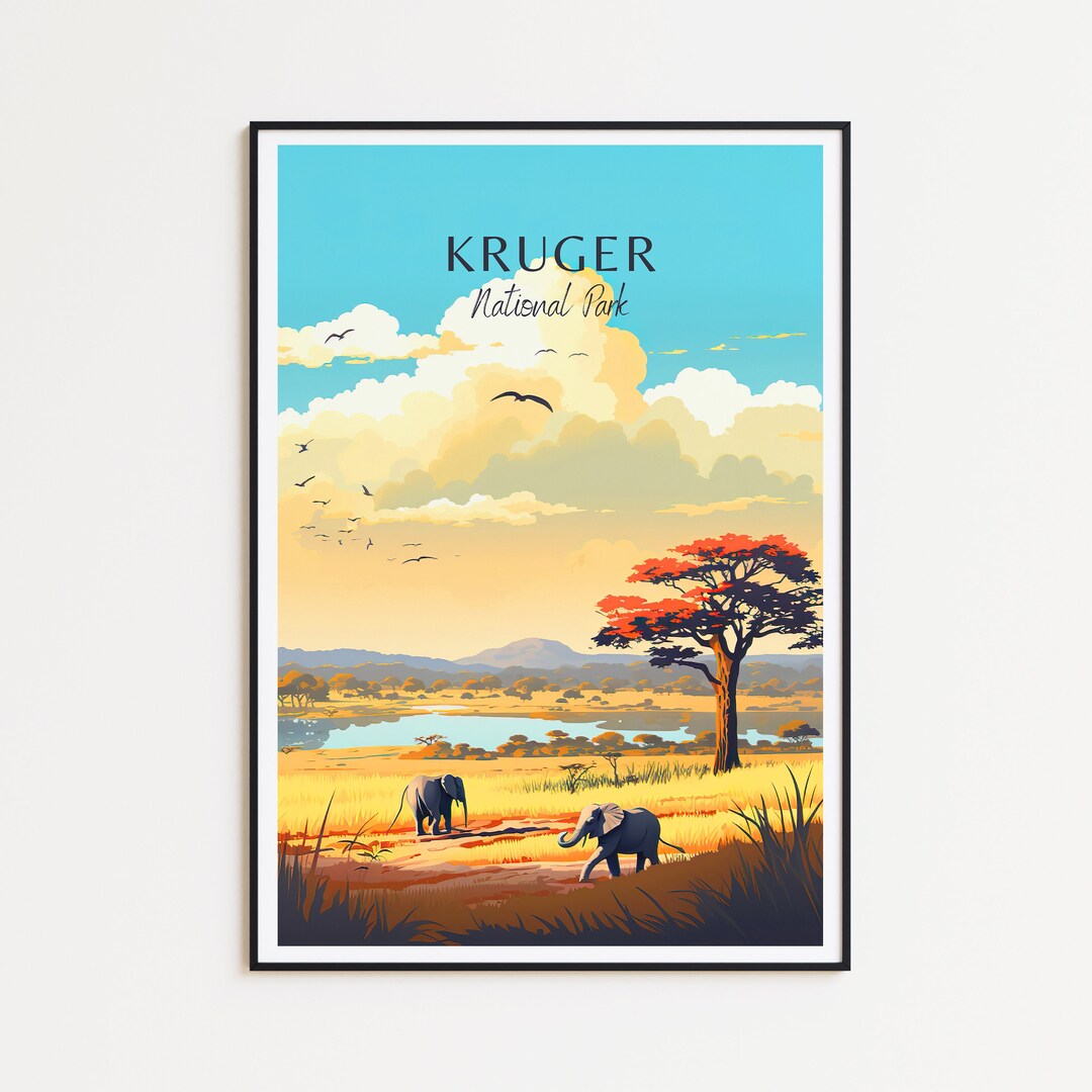 Kruger National Park Travel Poster South Africa Wall Art for Home Decor ...