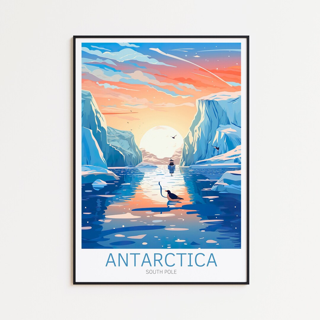 Antarctica Travel Poster - Antarctica Poster - South Pole Wall Art, the ...