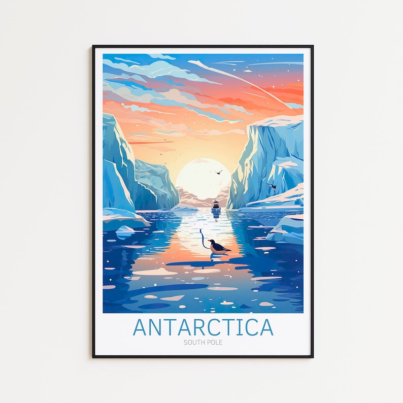 Antarctica Travel Poster - Antarctica Poster - South Pole Wall Art, the ...