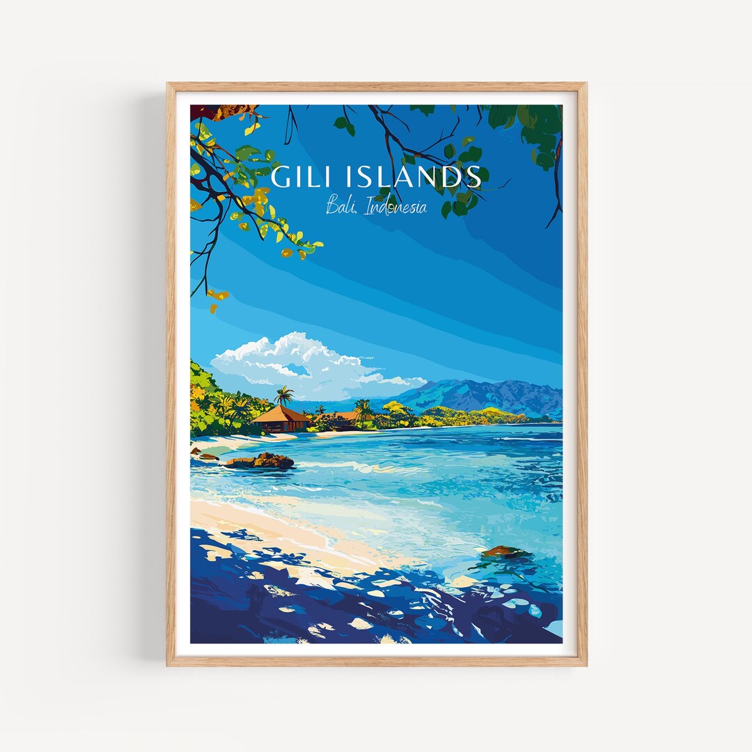 Gili Islands Travel Poster - Bali Indonesia Wall Art, the Perfect Gift ...