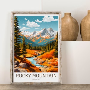 Rocky Mountain Travel Poster National Park Wall Art for Home Decor, a ...