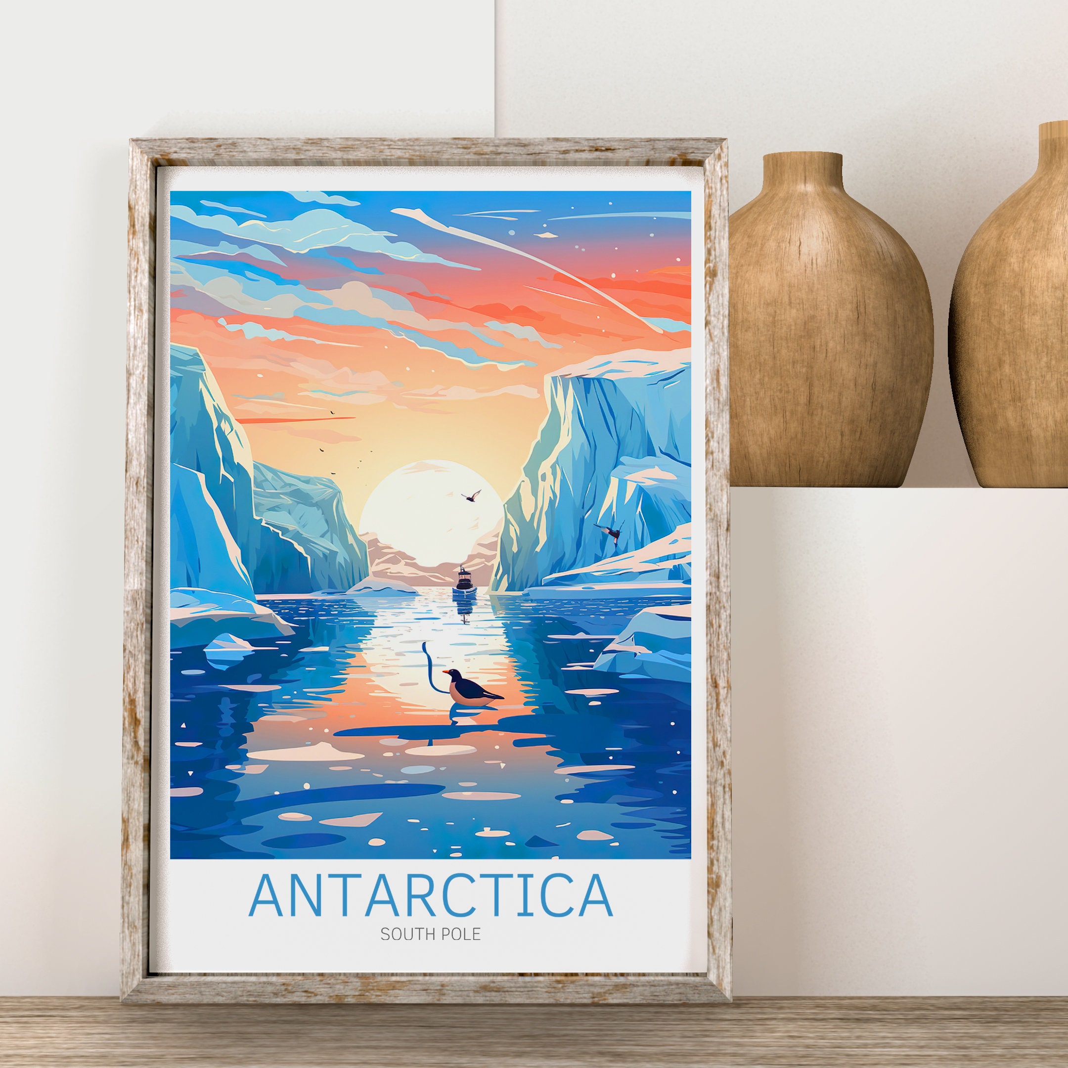 Antarctica Travel Poster Antarctica Poster South Pole Wall Art, the ...