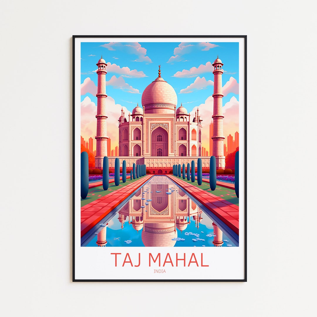 Taj Mahal Travel Poster India Poster Taj Mahal Vintage Poster Travel ...