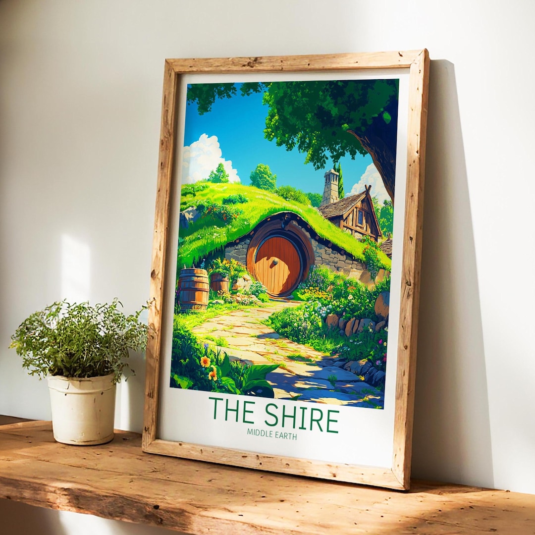 The Shire Poster, Hobbit Fan Art, Middle-earth Wall Art, LOTR Art Print ...