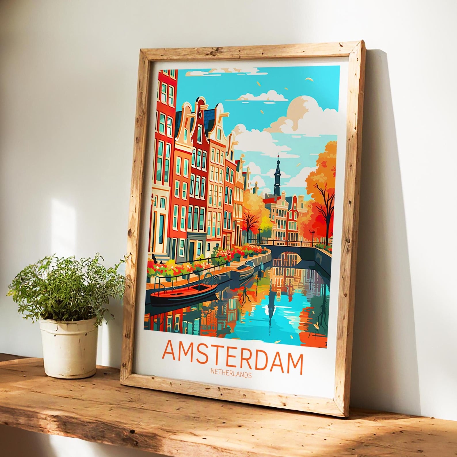 Amsterdam Travel Poster - Amsterdam Poster - Netherlands Wall Art for ...