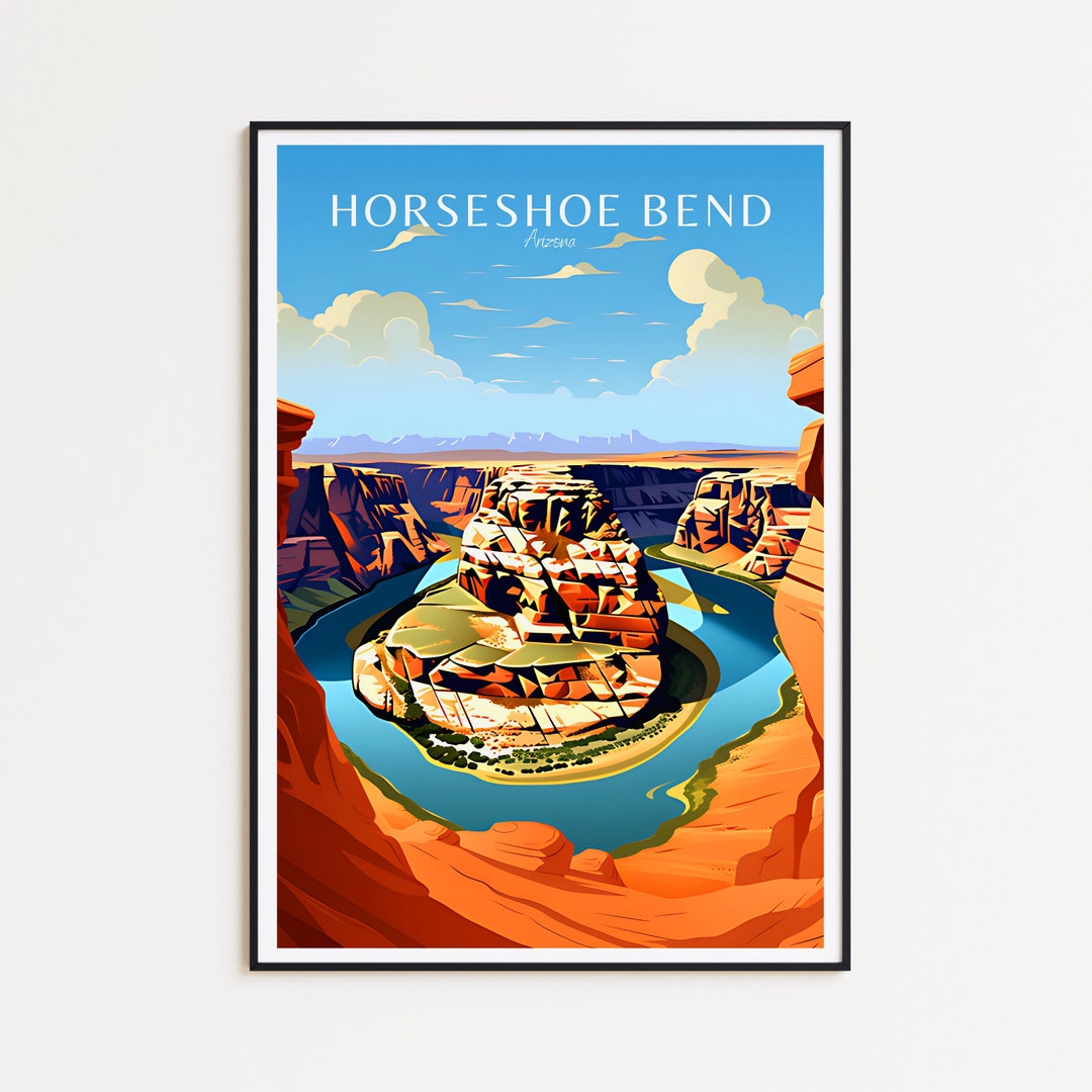 Horseshoe Bend Travel Poster National Park Poster Arizona Vintage ...
