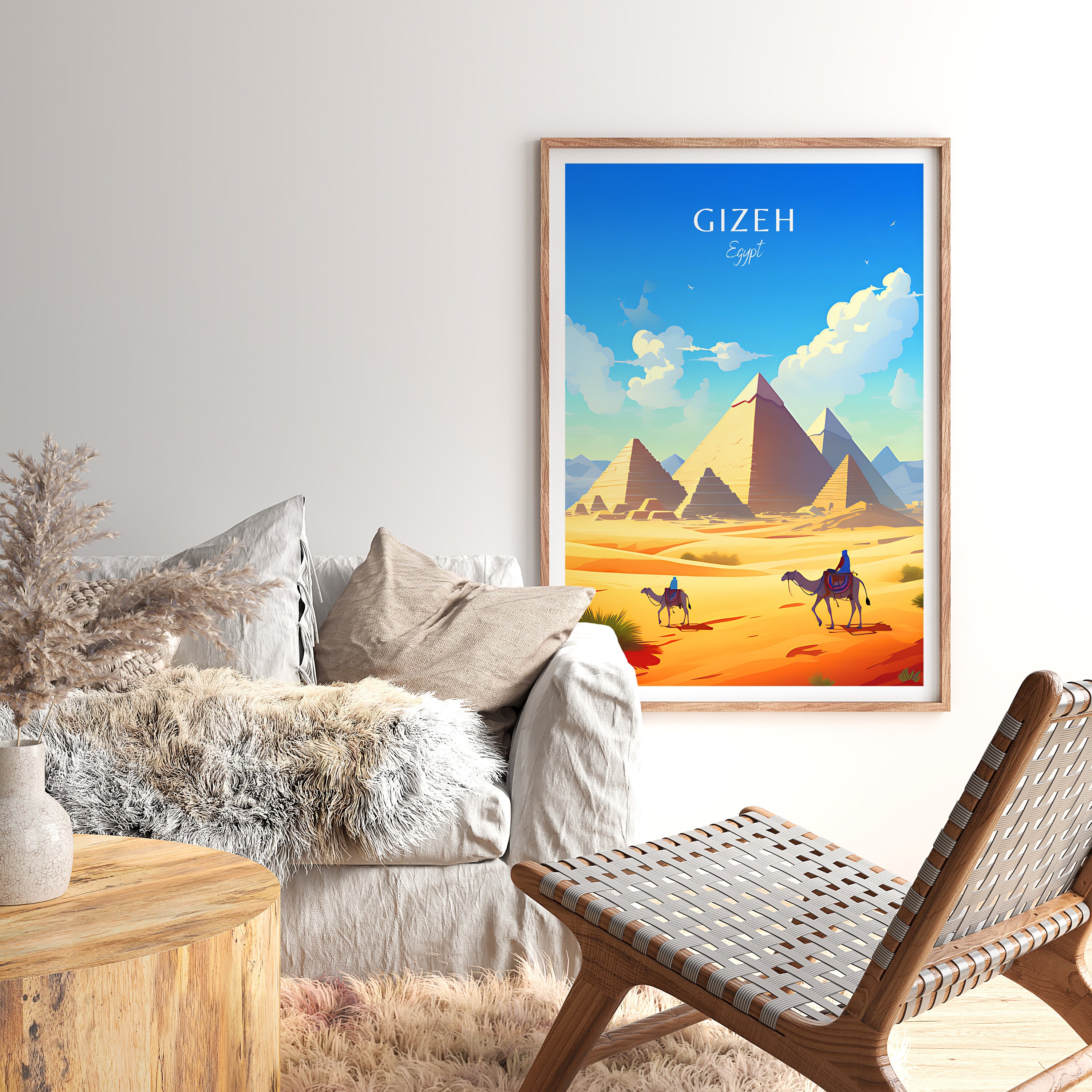 Pyramids of Giza Travel Poster - Egypt Wall Art for Home Decor, the ...