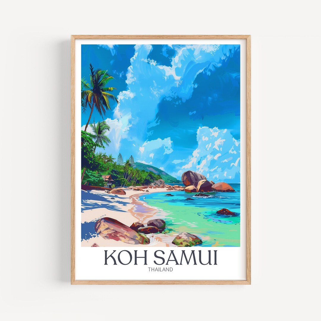Koh Samui Travel Poster Thailand Wall Art, the Perfect Gift and a ...