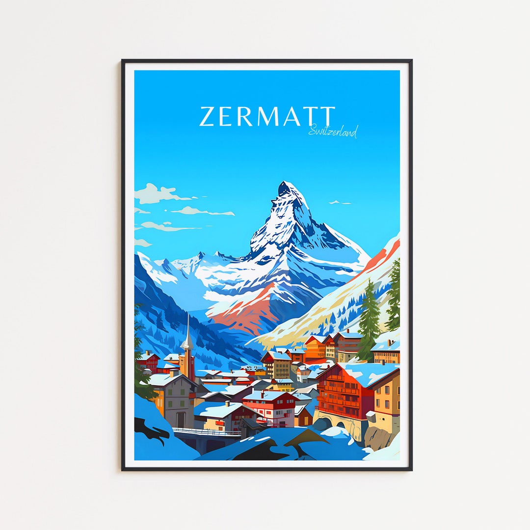 Zermatt Travel Poster – Swiss Wall Art, the Perfect Gift and a Long ...
