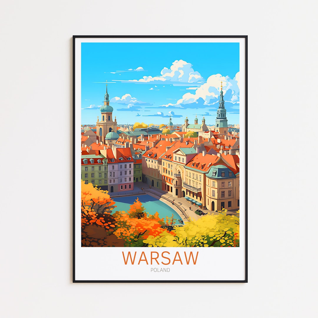 Warsaw Travel Poster Poland Poster Warsaw Vintage Poster Travel Poster ...