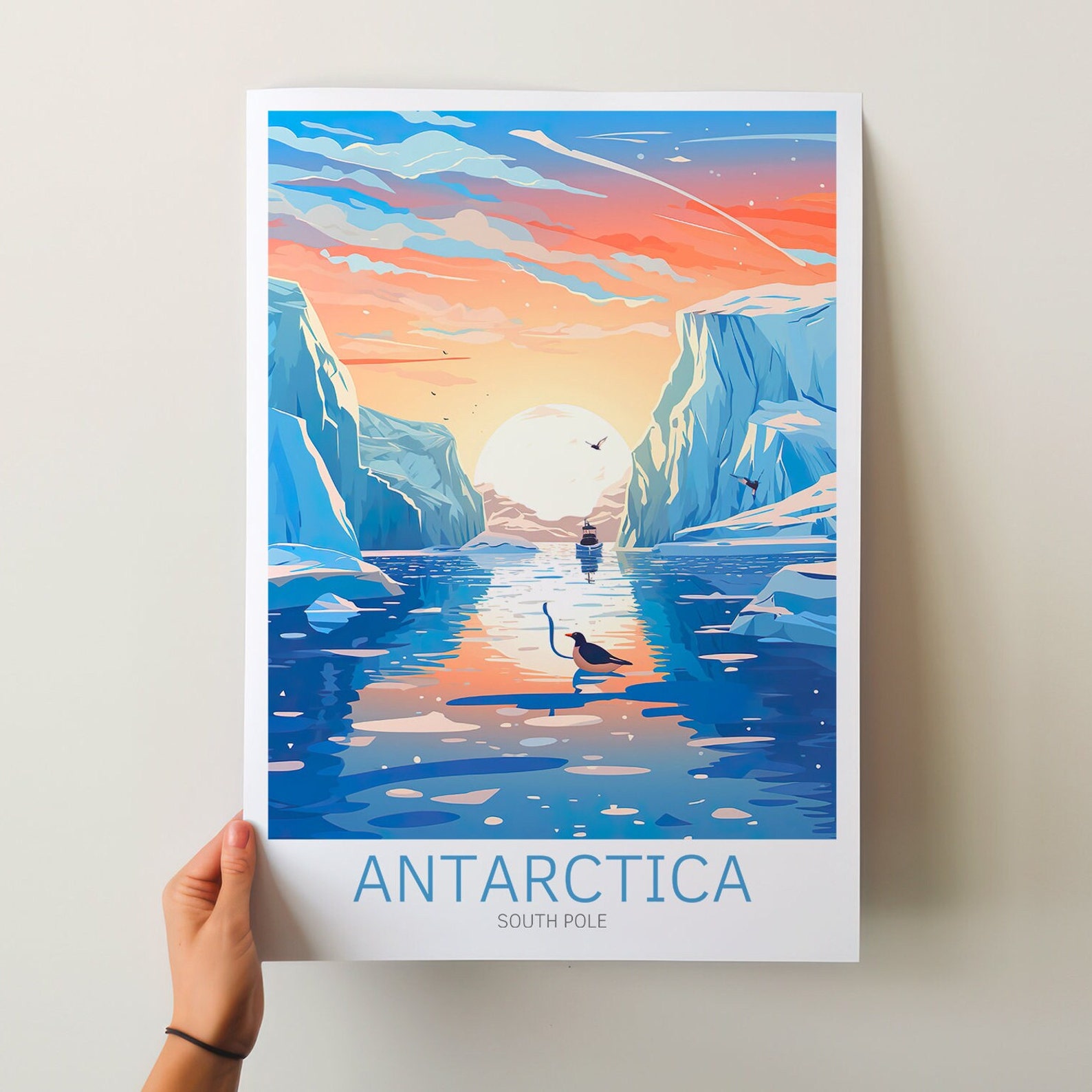 Antarctica Travel Poster Antarctica Poster South Pole Wall Art, the ...