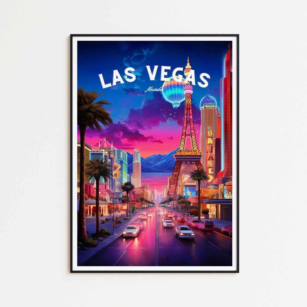 Las Vegas Travel Poster Nevada Poster Las Vegas Vintage Poster Travel ...
