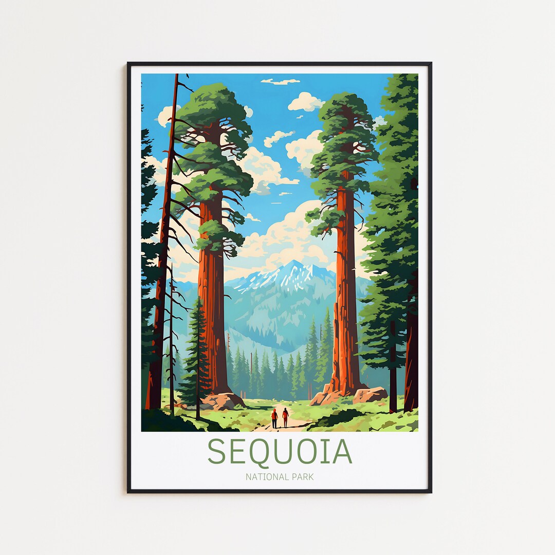 Sequoia Travel Poster National Park Poster Sequoia Vintage Poster ...