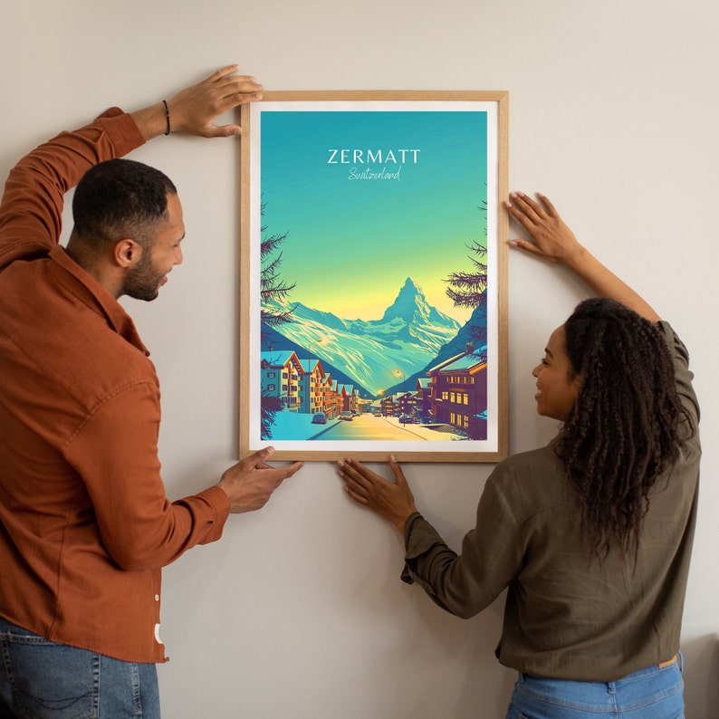 Zermatt Poster Switzerland Poster Zermatt Vintage Poster Travel Poster ...