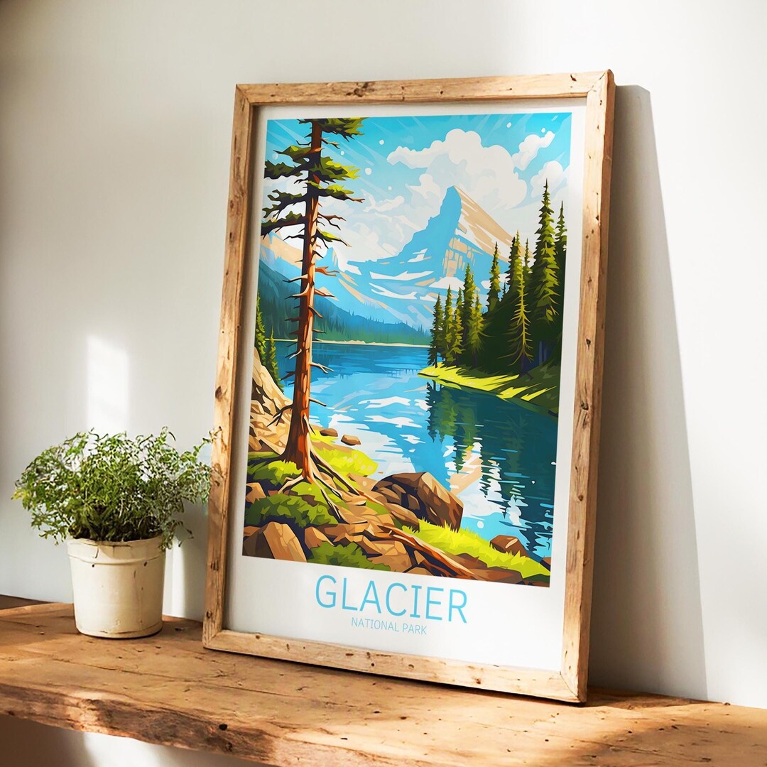 Glacier National Park Poster, Glacier National, National Park Print ...