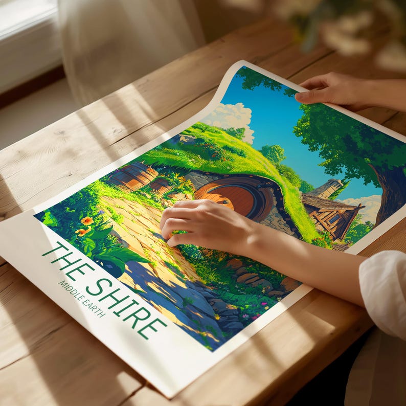 The Shire Poster, Hobbit Fan Art, Middle-earth Wall Art, LOTR Art Print ...