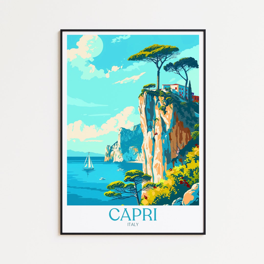 Capri Travel Poster - Italy Wall Art, the Perfect Gift and a Lasting ...