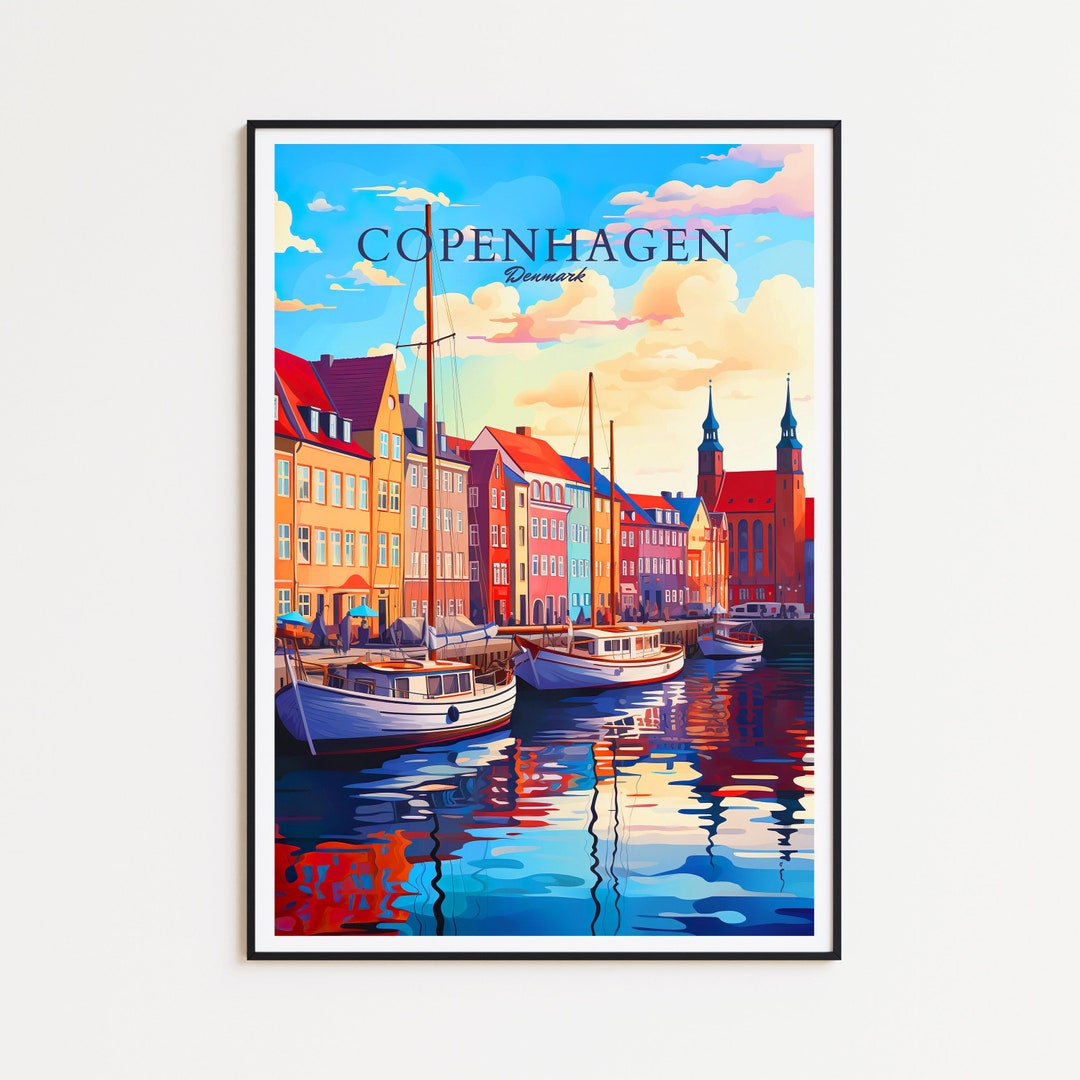 Copenhagen Travel Poster - Copenhagen Poster - Denmark Wall Art for ...