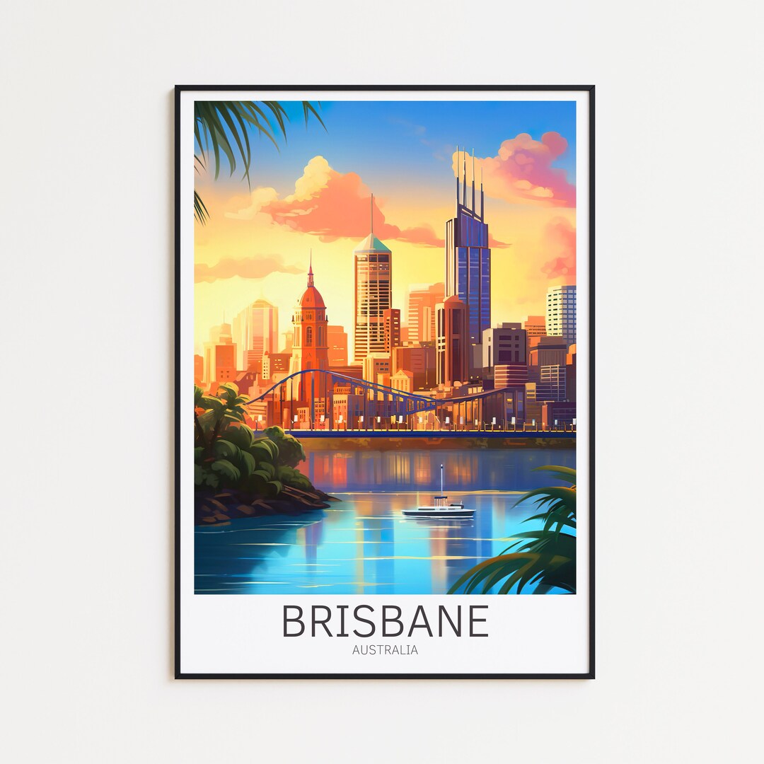 Brisbane Travel Poster Australia Wall Art for Home Decor - Etsy