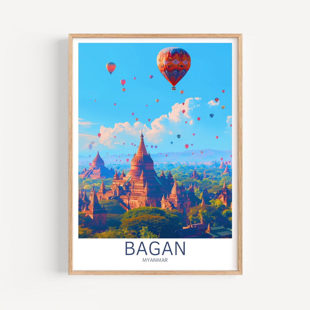 Bagan Travel Poster - Myanmar Wall Art, the Perfect Gift and a Lasting ...