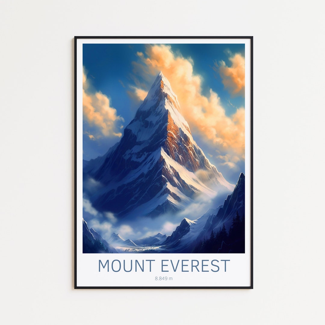 Mount Everest Travel Poster Mountain Poster Mount Everest Vintage ...