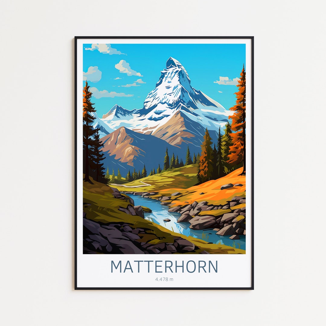 Matterhorn Travel Poster Mountain Poster Matterhorn Vintage Poster ...