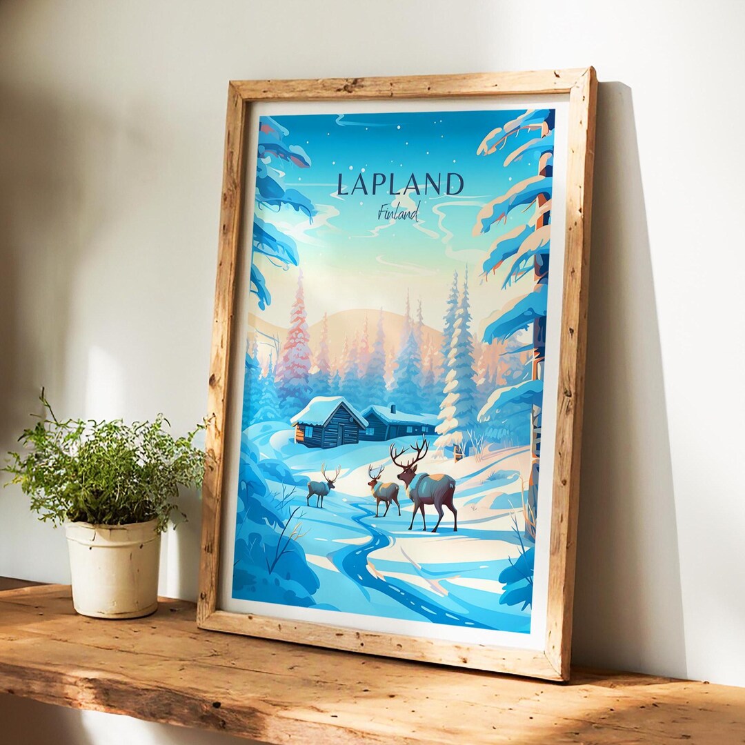 Lapland Reise Poster - Lapland Poster - Finnland Wandkunst, das ...