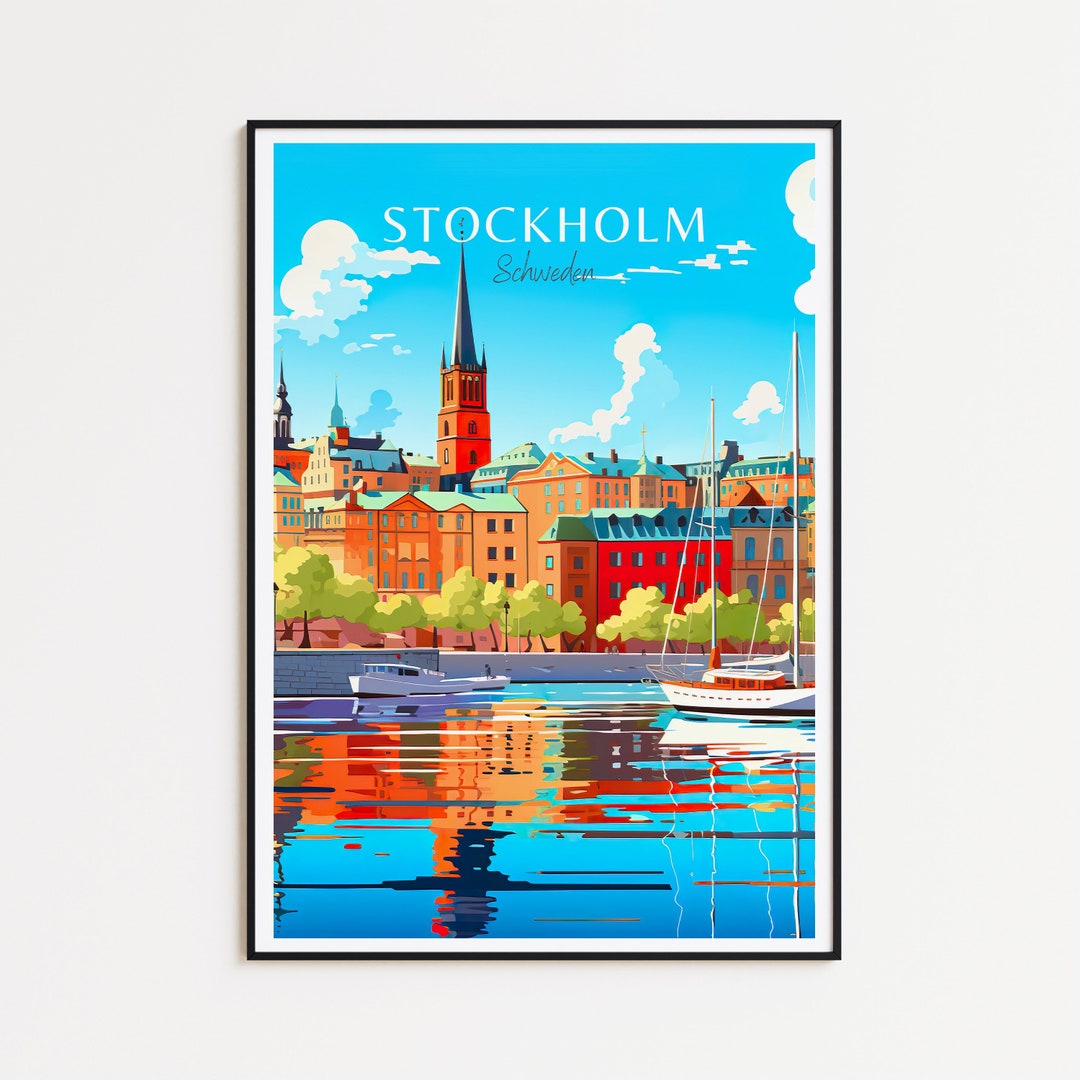 Stockholm Travel Poster Sweden Poster Stockholm Vintage Poster Travel ...