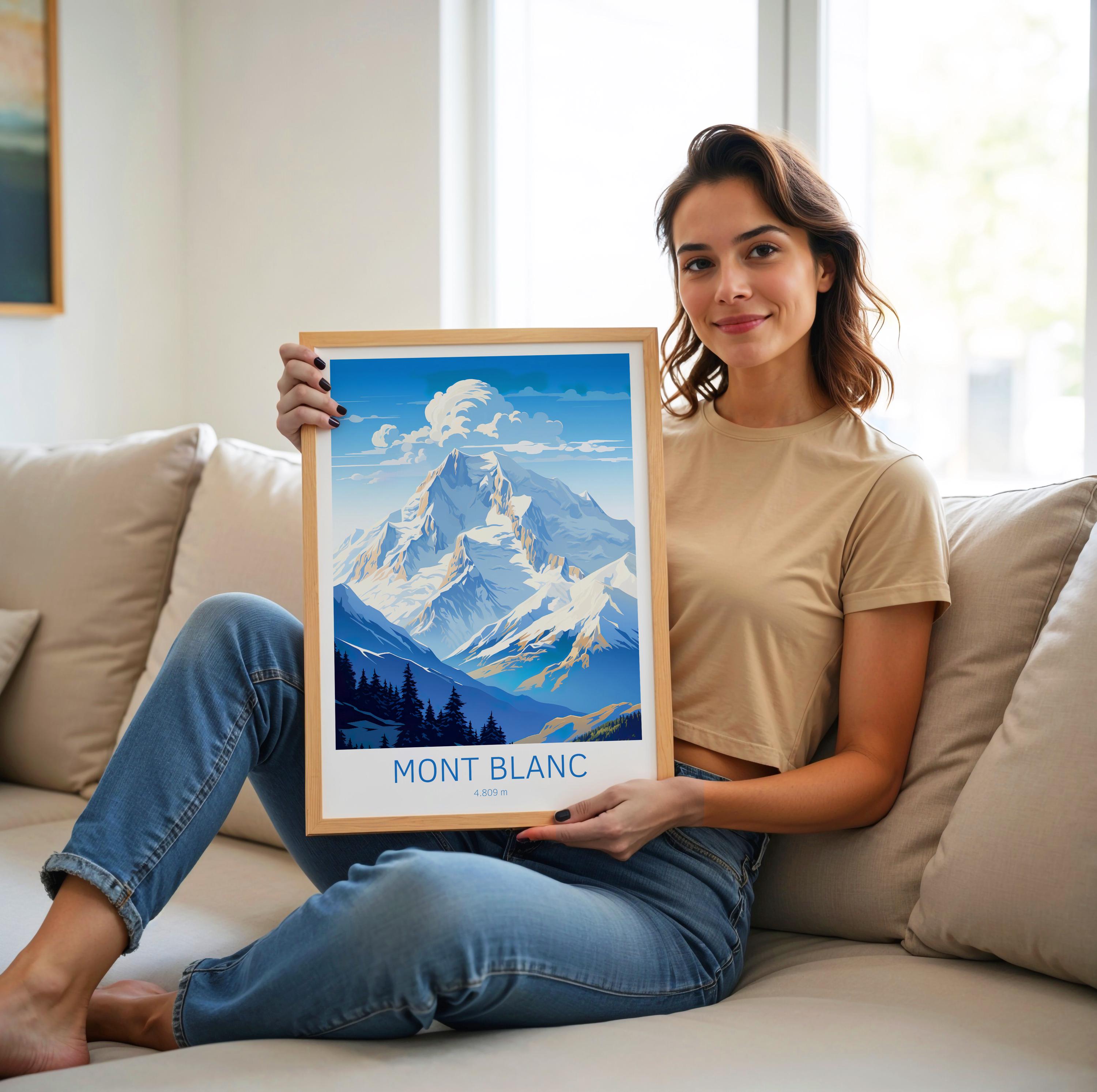 Mont Blanc Travel Poster - Mont Blanc Poster - France Wall Art for Home ...
